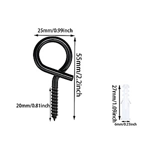 ITROLLE 20Pcs 304 Stainless Steel Christmas Lights Hanger Hooks, Easy Release Open Loop with Buckle Design, Black