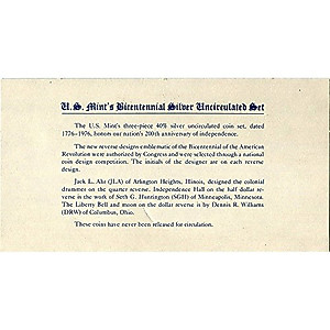 1976 US Mint Silver 3-pc Bicentennial Uncirculated Coin Set OGP Uncirculated