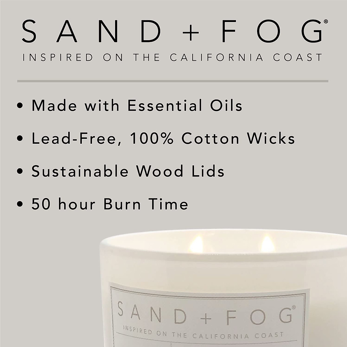 Sand + Fog Scented Candles - Vanilla Tobacco - Additional Scents and Sizes - 3 Wicks 100% Cotton Lead-Free - Luxury Air Freshening Jar Candles - Perfect Home Decor - 21 oz