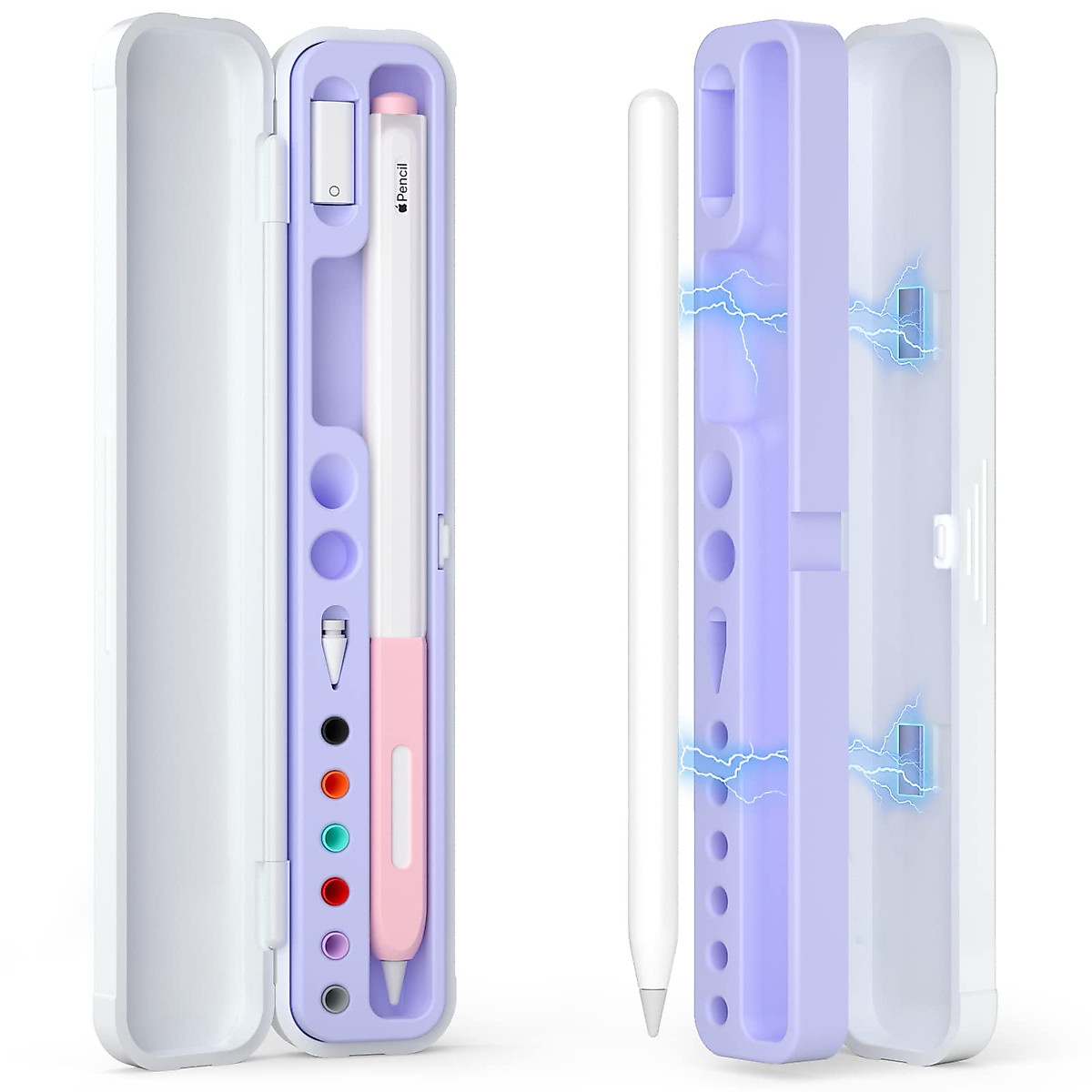 Joosko Magnetic Carrying Case Compatible with Apple Pencil 2nd Generation and 1st Gen Pencil and Samsung Galaxy S-Pen Series, Pencil case Consists of Hard PC Shell and Soft Silicone Inner