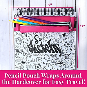 Life is a Doodle Sketch Book for Kids -Kids Art Set w/Sketchbook, Art Supplies Pouch, Cute Cuff & Unlimited Access to Kids Online Art Classes - Large Sketch Pad for Kids Art Journal Doodle Pad