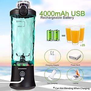 2 Portable Blender, Personal Size Blender for Shakes and Smoothies with 6 Blades Mini Blender 20 Oz for Kitchen,Home,Travel(White+Black)