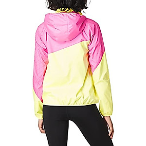 PUMA Women's Run Graphic Hooded Jacket, Fizzy Yellow-Luminous Pink, M