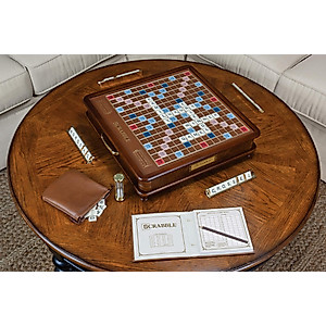 WS Game Company Scrabble Luxury Edition with Rotating Wooden Game Board