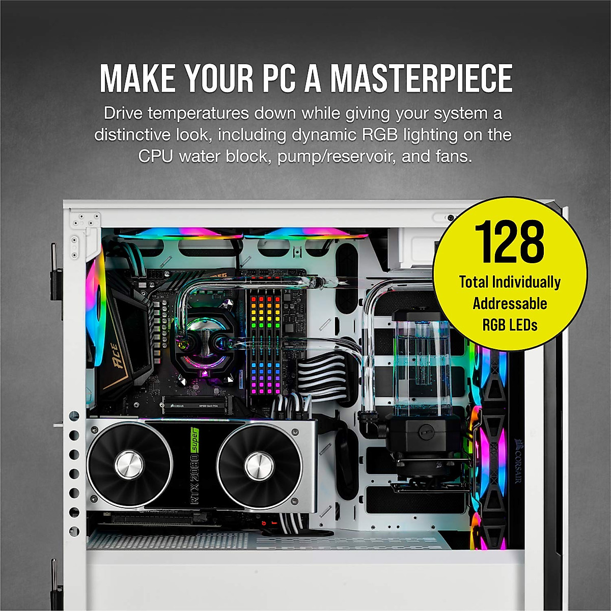 Corsair Hydro X Series XH305i Hardline Water Cooling Kit with/incl XC7 CPU Water Block, XR5 360mm Radiator, XD5 Pump Res and iCUE QL120 RGB Fans