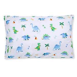 Wildkin 100% Cotton Kids Pillow Case for Boys & Girls, Soft & Breathable Fabric Pillow Cover, Kids Pillowcases Fits Standard Size Pillow, Measures 20 x 30 Inches (Dinosaur Land)