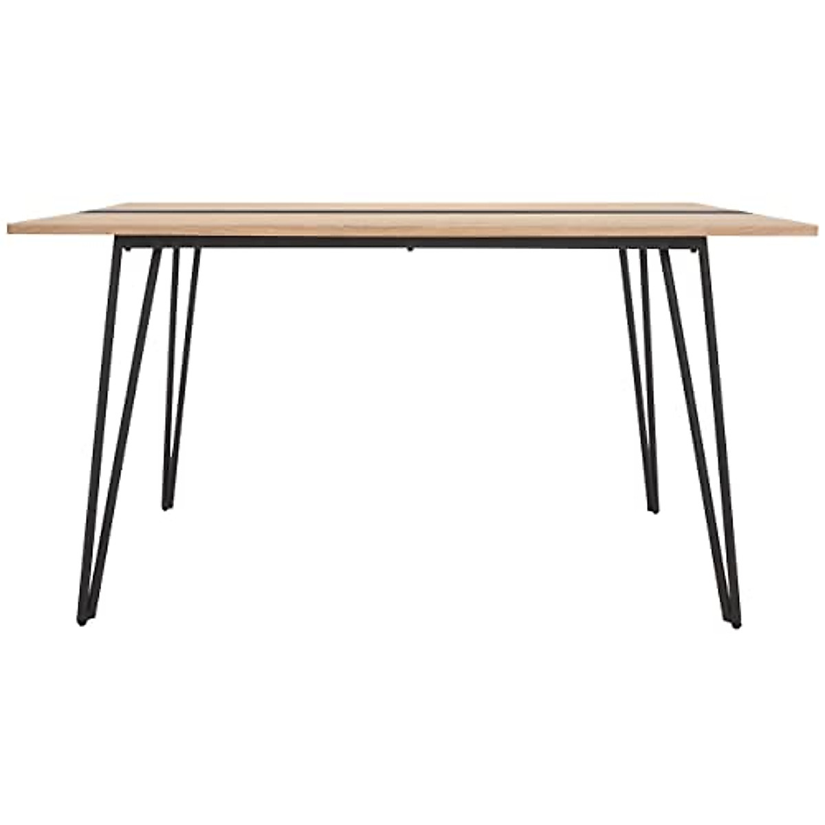 SAFAVIEH Home Collection Alarick Mid-Century Modern Natural/Black Hairpin Leg Dining Table