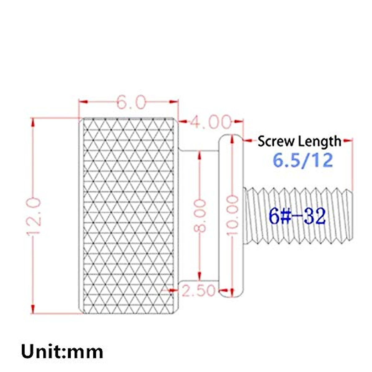 Thumb Screw 5PCS 6#-326.5/12 Colorful Aluminum Alloy Knurling Thumb Screws for Computer Case Graphics Card Knurled Head Threaded (Color : SkyBlue, Length : 6.5mm)