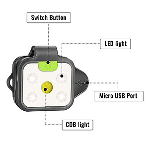 Yls Running Light, 2 Pack LED Running Lights for Runners, 4 Light Modes Clip on Running Light with Rechargeable Battery, Lightweight Safety Light for Running Joggers Camping Hiking Outdoor Adventure