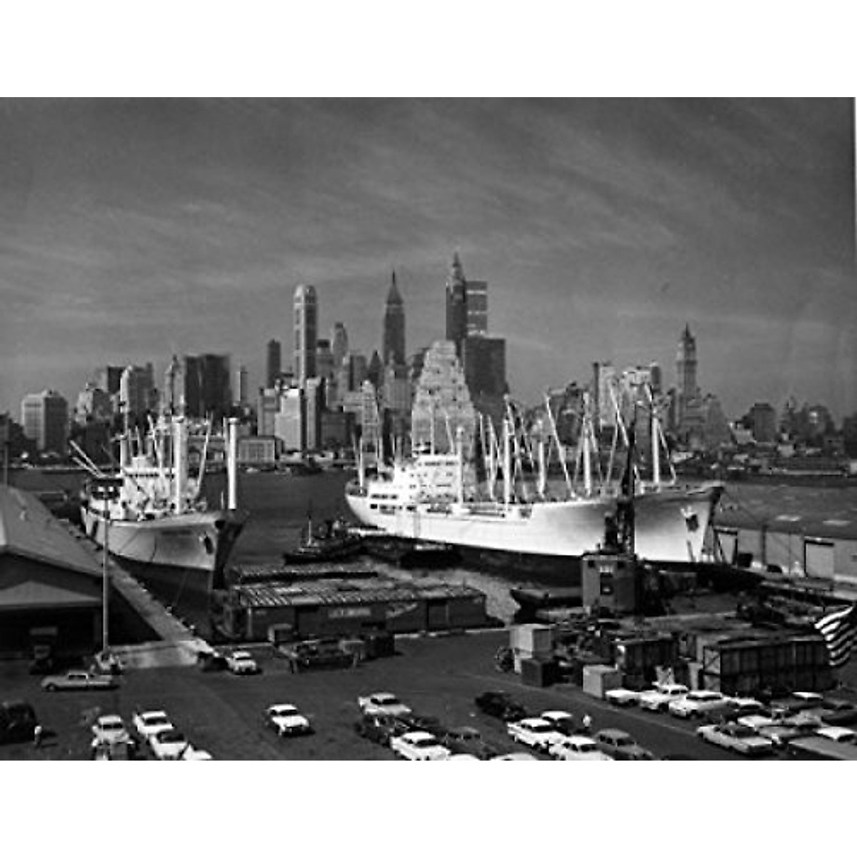 Posterazzi USA New York City container ships at commercial dock 1970s Poster Print, (24 x 36)