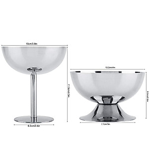 Ice Cream Cups Dessert Dish Stainless Steel Sundae Bowls for Salad Fruit Pudding(Tall)