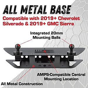 Bulletpoint Metal Dash Mount Phone Holder & Action Camera Mount Compatible with 2019+ Chevrolet Silverado GMC Sierra Multi-Device Dash Mount with 20mm Ball System (Dual Ball Mount)