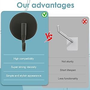 6 Pcs Suction Cup Hooks for Shower, Heavy Duty Vacuum Shower Hooks for Inside Shower, Removable Suction Cup Hanger for Wall, Window, Glass, Mirror, Tile, Hold up to 11 Pounds