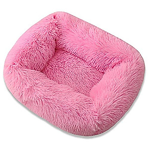 Durable Comfortable Natural Cat Dog Beds for Pet,Square Plush Dog Cat Thickened Warm Soft Pet Tent Cave Nest Bed Mat Pad Kennel - Hot Pink S