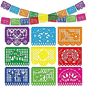CHolic Mexican Papel Picado Banner, Fiesta Banner, 18 Feet Long Plastic Fiesta Banners for Mexican Party Decorations Fiesta Party Decorations