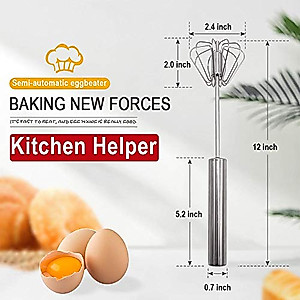 Stainless Steel Eggbeater,egg scrambler,hand mixer, Rotating Semi-Automatic Eggbeater, Allows you to stir Easily Without Feeling Tired, Used for Making Cream of Egg Beater