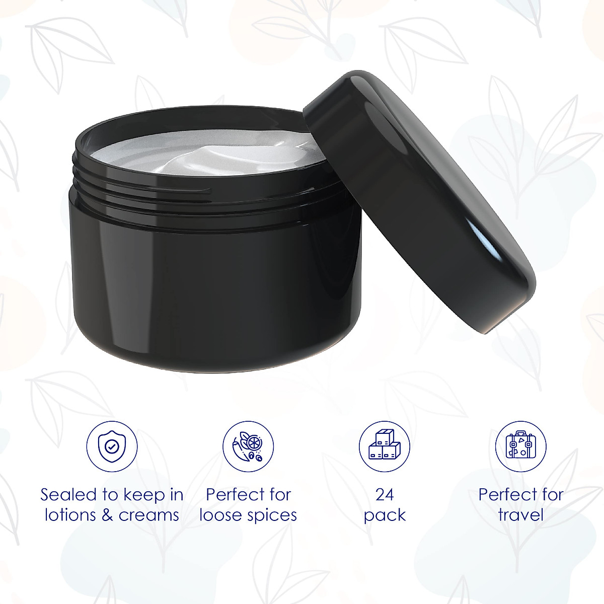 Black Jars With Lids, 2 Oz Jars With Lids, Cosmetic Jars, Cosmetic Containers With Lids, Body Butter Containers, Black Jar, Black Container, Small Jars, Lotion Jars, For Cream, Salve, Makeup, 24 Pack