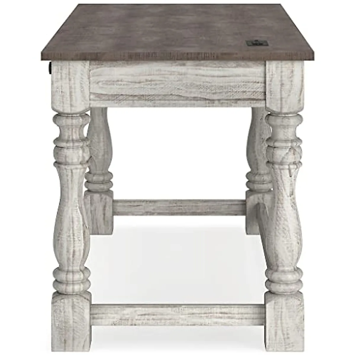 Signature Design by Ashley Havalance Casual 62.38" Home Office Desk with 2 Drawers and USB Charging Ports, Whitewash & Dark Brown