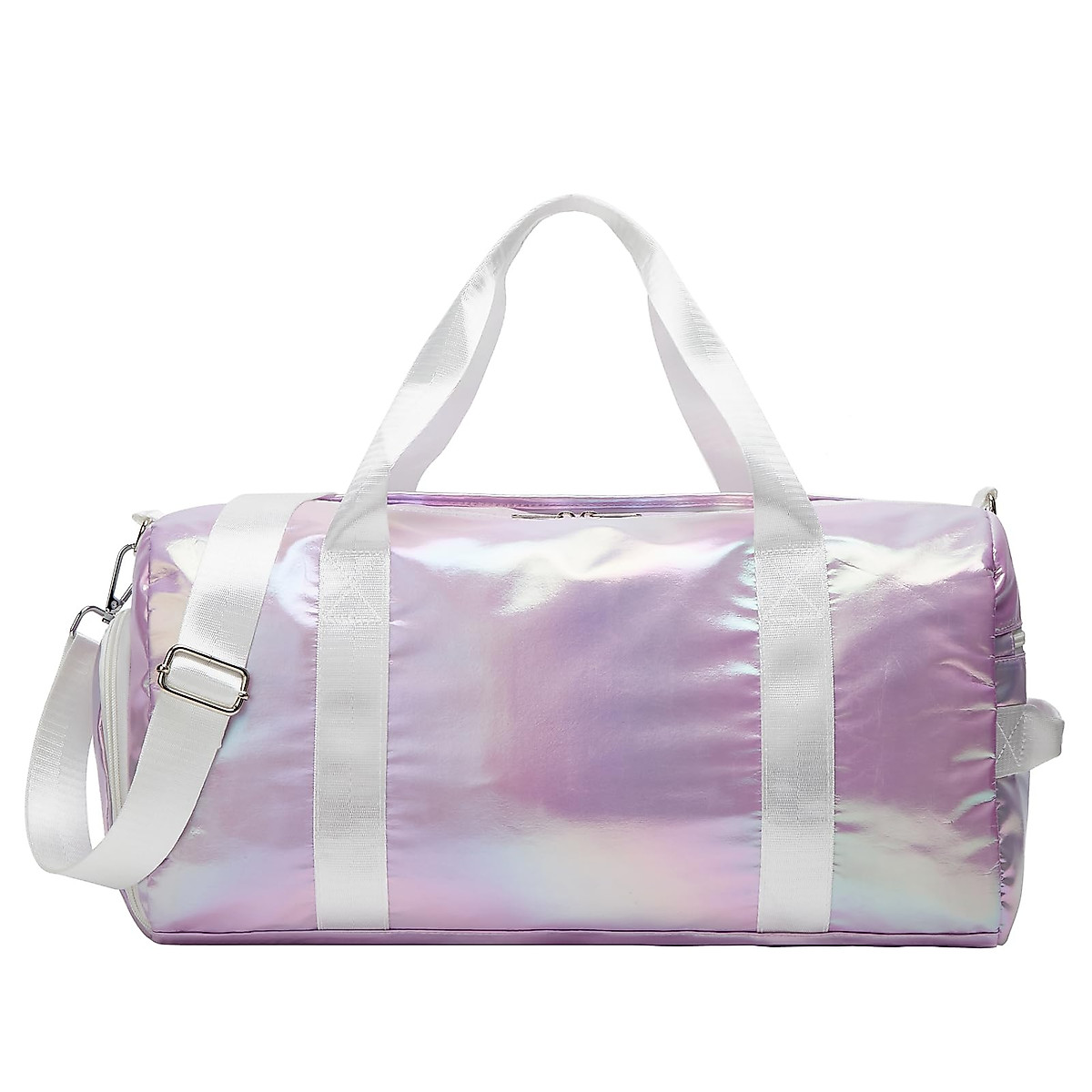 ZHIERNA Sports Gym Dance Bag for Women Girls, Shimmery Waterproof Duffle Travel Bag With Shoes Compartment and Wet Dry Pocket (Purple)