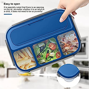 Amathley Adult Lunch Containers for Adults/Kids/Toddler,1300ML-4 Compartment Bento Box,Microwave & Dishwasher & Freezer Safe,BPA Fre (Blue)
