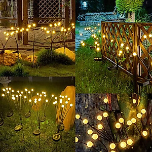 Merkia Solar Powered Garden Firefly Lights, New Upgraded 16LED Swaying Solar Lights Waterproof, Two Luminous Modes Solar Outdoor Lights, Yard Patio Pathway Decoration