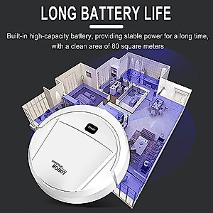 ichuanyi Robot Vacuum Cleaner,Sweeping Robot,Ultra Slim Quiet,Cleans Hard Floors to Medium-Pile Carpets,Integral Memory Multiple Cleaning Modes Vacuum Best (White)