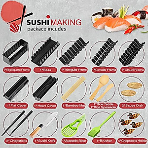 MLRYH Sushi Making Kit Sushi Maker Set for Beginners 21 Pcs Plastic Premium Set Sushi Tool Set Sushi Rice Roll Mold Shapes, DIY Sushi Prefect Home Sushi Tool.