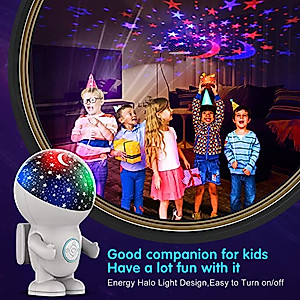Night Light for Kids,Astronauts Star Projector with Energy Halo Light 1h Timer and 360 Degree Rotation Baby Night Light Ceiling Light Projector Best Gifts for Kids Bedroom,Girl Room Decor