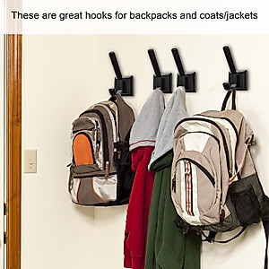 MACIKWON Matte Black Towel Robe Hooks for Bathroom,Heavy Duty Coat Clothes Backpacks Bags Wall Hooks for Bathroom Bedroom Kitchen Garage Pool Hotel Wall Mounted (4, Black)