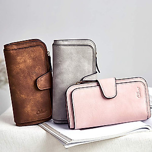 CLUCI Women Wallet Fashion Soft Leather Designer Zip Magnetic Multi Card Holder Organizer Travel Ladies Clutch Trifold Dark Grey