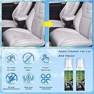 Ballindun Foam Cleaner For Car, 2 Pcs High Effective All Purpose Cleaner, Powerful Car Magic and House, Multipurpose Spray Carpet, Upholstery, Fabric Washing (2 pack 100ML)