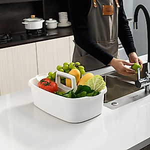 NINU Large Cleaning Supplies Caddy with Handle, Plastic Storage Organizer, Cleaning Basket for Cleaning Products, Bathroom, Bedroom, Kitchen, College Dorm, Garden, Garage, Under Sink Tool (Gray)