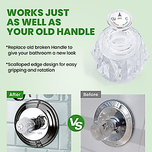 Shower Faucet Handle Replacement for RP41661, Replacement Shower Handle Compatible with Delta and Peerless Single Handle Tub Faucets, Clear Acrylic Shower Faucet Handle