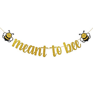 Dalaber Meant to Bee Banner, Bumble Bee Theme Birthday/Baby Shower/Wedding/Bridal Shower/Engagement Party Decoration, Vow Renewal Party Decor Banner Photo Booth Props