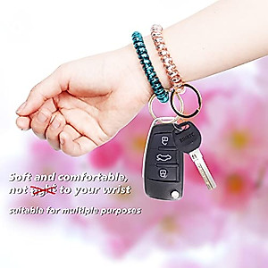 BIHRTC 6pcs Wrist Coil Keychain Car Key Holder Key Ring Bracelet Plastic Spiral Spring Flexible Stretchable Wrist Band Wristlet Key Chain Sauna Accessories for Sauna Gym Pool Outdoor Sports Activity