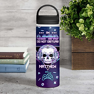 winorax Gaming Gift Personalized Game Water Bottle Stainless Steel Insulated 32oz 18oz 12oz Gamer Bottles With Custom Name Gifts For Men Boys Dad Teen Boyfriend Gift For Birthday Fathers Day