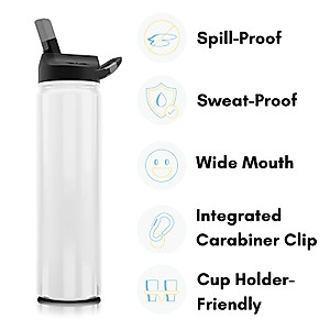 Seriously Ice Cold SIC 27oz Insulated Water Bottle Thermos, Premium Triple Layer Vacuum Stainless Steel, BPA Free Wide Mouth Lid with Carabiner Clip