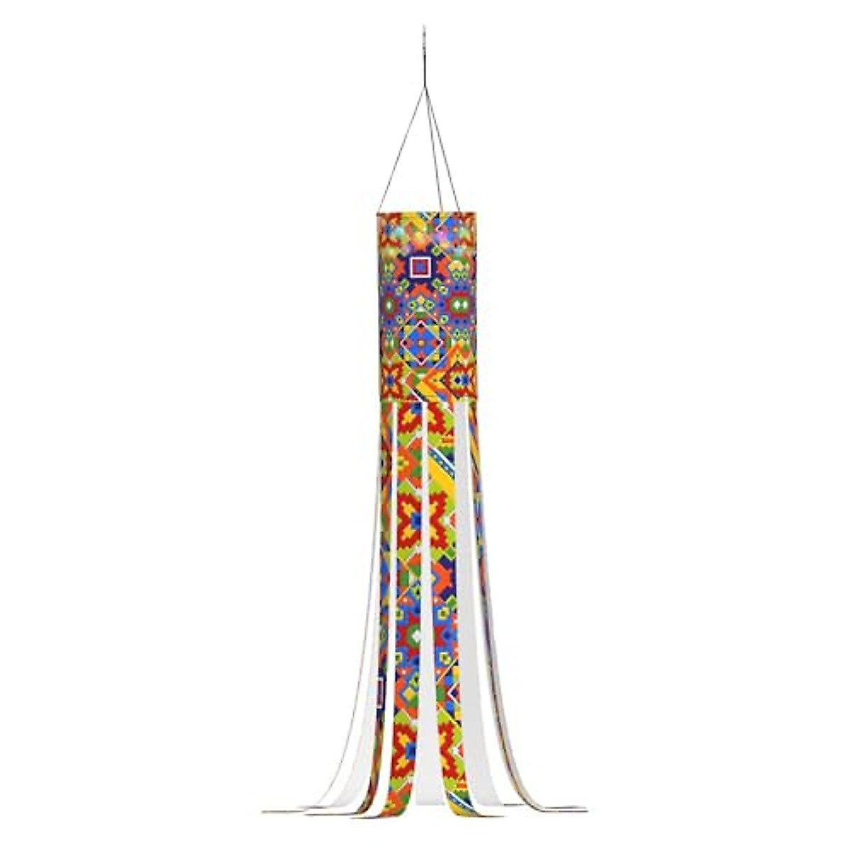 Mosaic-Ceramic Tile Pattern Halloween Windsocks Flag 40 Inch Flag Wind Socks Outdoor Hanging Decoration Halloween Decorations Halloween Decor Outdoor for Home Yard Patio with Led Light