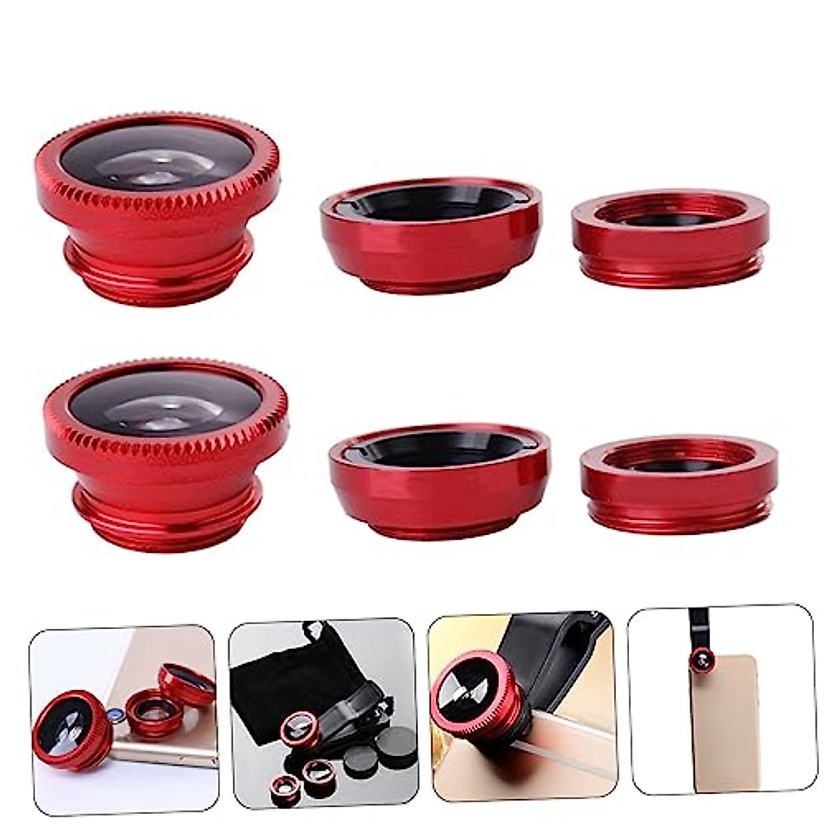 VOSAREA 2 Sets Phone Lens Fisheye Lens Cortinas Inteligentes Phone Fish Eye Mobile Camera Lens Wide Angle Lens Camera Lens Kit 3 in 1 Phone Camera Lens Wide Angle Phone Lens Triple Suite