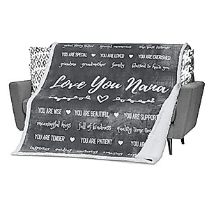 FILO ESTILO Nana Gifts for Mothers Day, Birthday, Nana Blanket from Grandkids, Happy Birthday Gifts for Nana, Nana Gifts from Granddaughter, Grandson (Grey, Sherpa)