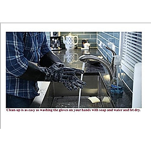 Artisan Griller BBQ & Smoker Gloves/Oven Mitt- Insulated Heat Resistant Grilling Fryer Kitchen Cooking Gloves. Great Barbecue Smoking Oyster Mitt–Long XL Waterproof, Oil and Fire resistant -(Size 10/XL – Black neoprene)