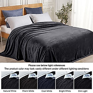 PHF Ultra Soft Fleece Blanket King Size, No Shed No Pilling Luxury Plush Cozy 300GSM Lightweight Blanket for Bed, Couch, Chair, Sofa Suitable for All Season, 108" x 90", Black