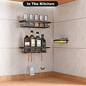 Shower Caddy Bathroom Organizer, Self Adhesive Shower Shelves with Soap Holder, Wall Mount Bathroom Shelf Storage, Bathroom Essential Accessories (Black 4 pack)