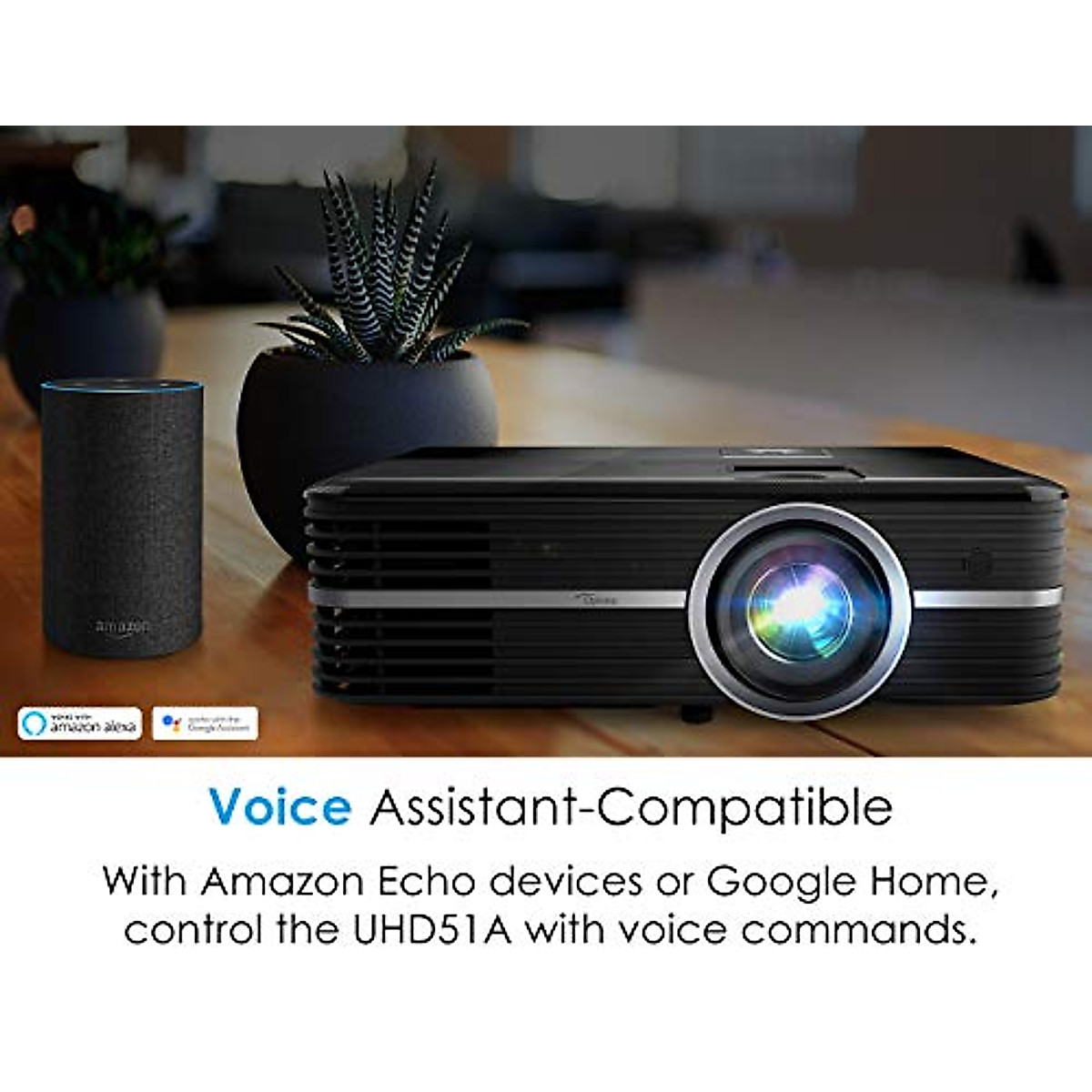 Optoma UHD51A 4K UHD Smart Home Theater Projector, Works with Amazon Alexa & Google Assistant