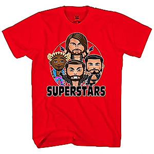 WWE Boys Superstars Group Shirt Superstar Tee - World Wrestling Champion T-Shirt (Red, X-Small)