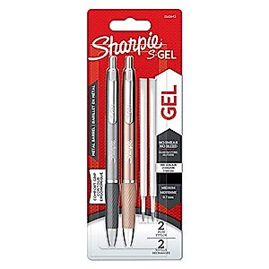 Sharpie S-Gel | Metal Gel Pens | Medium Point (0.7mm) | Steel Grey & Rose Gold | Black Ink | 2 Pens & 2 Gel Pen Refills