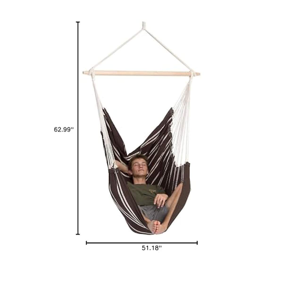 Amazonas Brasil Hammock Swing Chair | Indoor & Outdoor Hammock with Spreader Bar for Patio, Porch, Bedroom or Backyard | Luxury Swing Hammock Chair | Handwoven in Brasil | Max 330 lbs, Mocca
