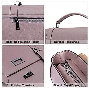 EaseGave Women's 17 Inch Laptop Briefcase, Vintage Purple Saffiano Eco-leather, Multi-Compartment, 3 lb Weight Capacity