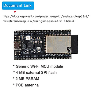 RCmall ESP32-S2-Saola-1R Dev Kit Espressif Development Board Based Wi-Fi MCU ESP32-S2 WROVER with 4MB Flash and 2MB PSRAM+Micro USB Cable (Pack of 2)