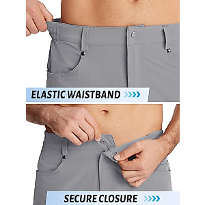 TACVASEN Men's Casual Shorts 10" Inseam Quick Dry Water Resistant Hiking Cargo Outdoor Grey Golf Shorts with Zipper Pockets for Work